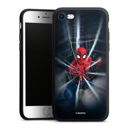 DeinDesign iPhone SE (2020) Handy Premium Silikon H&uuml;lle Handyh&uuml;lle schwarz Case Spiderman Marvel Kinofilm Silikon Premium Case