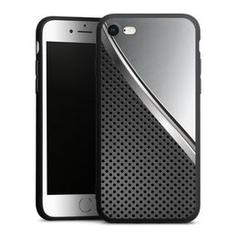 DeinDesign iPhone SE (2022) Handy Premium Silikon H&uuml;lle Handyh&uuml;lle schwarz Case Carbon Steel Metall Silikon Premium Case