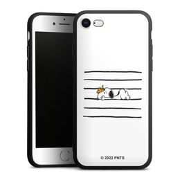 DeinDesign iPhone SE (2020) Handy Premium Silikon H&uuml;lle Handyh&uuml;lle schwarz Case Snoopy Dog Peanuts Silikon Premium Case