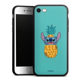 DeinDesign iPhone SE (2022) Handy Premium Silikon H&uuml;lle Handyh&uuml;lle schwarz Case Pineapple Lilo & Stitch Disney Silikon Premium Case