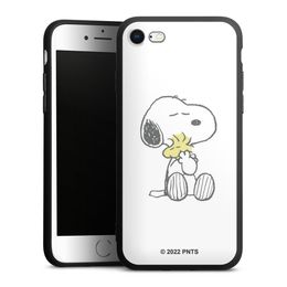 DeinDesign iPhone SE (2020) Handy Premium Silikon H&uuml;lle Handyh&uuml;lle schwarz Case Snoopy Peanuts Love Silikon Premium Case