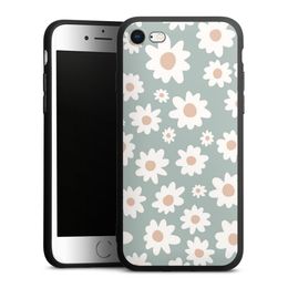 DeinDesign iPhone SE (2020) Handy Premium Silikon H&uuml;lle Handyh&uuml;lle schwarz Case Daisy Muster Flowers Silikon Premium Case