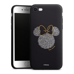 DeinDesign iPhone SE (2020) Handy Premium Silikon H&uuml;lle Handyh&uuml;lle schwarz Case Minnie Mouse Muster Disney Silikon Premium Case