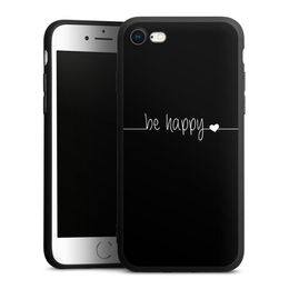 DeinDesign iPhone SE (2020) Handy Premium Silikon H&uuml;lle Handyh&uuml;lle schwarz Case Sayings Happiness Statement Silikon Premium Case