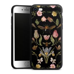 DeinDesign iPhone SE (2020) Handy Premium Silikon H&uuml;lle Handyh&uuml;lle schwarz Case Bee Blossom Flower Wreath Silikon Premium Case
