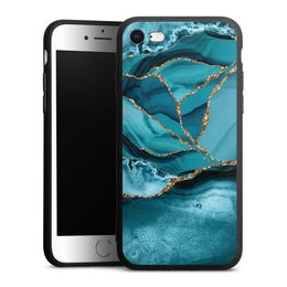 DeinDesign iPhone SE (2020) Handy Premium Silikon H&uuml;lle Handyh&uuml;lle schwarz Case Glitzer Marble Gemstone Silikon Premium Case