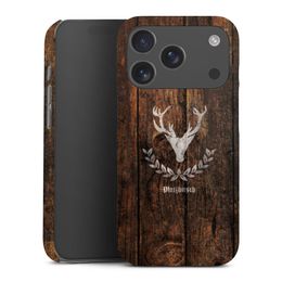 DeinDesign iPhone 17 Pro Handy Premium Case Smartphone Handyh&uuml;lle Schutzh&uuml;lle matt Wooden Look Deer Wood Premium Case