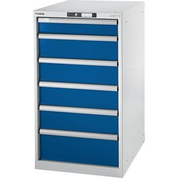 LISTA Werkbank-Baukastensystem, Unterbauschrank, H&ouml;he 1000 mm, 6 Schubladen, enzianblau