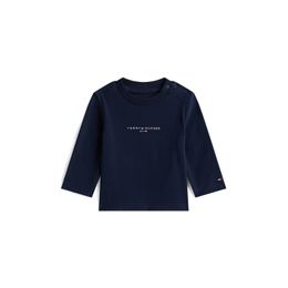 Langarmshirt Tommy Hilfiger "MINI CORP GRAPHIC TEE LS", Baby, Gr. 80, schwarz night navy, Jersey, Obermaterial: 93% Baumwolle, 7% Elasthan, unifarben, regular fit normal, Rundhals, eingesetzt gerader Abschluss, Shirts, für Babys