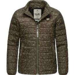 Steppjacke Ragwear "Yarca Bloom", Mädchen, Gr. 152, grün (olivgrün), Obermaterial: 100% Polyester, Innenfutter: 100% Polyester, Wattierung: 100% Polyester, gerade hüftlang, Ärmel ohne Ärmelschlitz elastischer Bund, Jacken, Gesteppte Mädchen Jacke mit coolem Blumen-Print