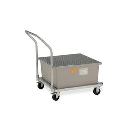 CEMO Fahrbare GFK-Auffangwanne, mit Stahl-Gitterrost, LxBxH 1090 x 860 x 1080 mm