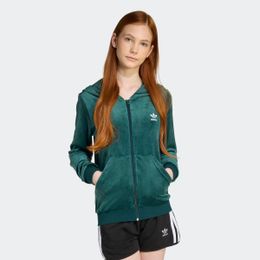 Kapuzensweatshirt adidas originals "VELOUR Z HOODIE", Kinder, Gr. 128, aurora ivy, weiß, Obermaterial: 94% Polyester, 6% Elasthan, Sweatshirts