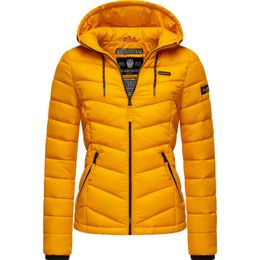 Steppjacke Marikoo "Kuala", Damen, Gr. S(36), gelb (sonnengelb), Obermaterial: 100% Nylon; Futter: 100% Polyester; Wattierung: 100% Polyester; Ärmelfutter: 100% Polyester, Casual, figurbetont, hoch geschlossener Ausschnitt, Jacken, ultraleichte Übergangsjacke mit Kapuze