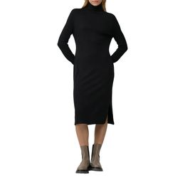 Sommerkleid s.Oliver, Damen, Gr. 36, N-Gr, schwarz, Web, Obermaterial: 72% Viskose, 28% Polyester, unifarben, regular fit knielang, ohne Ausschnitt, elastischer Bund, Kleider, mit Rollkragen