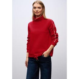 Sweatshirt Street One, Damen, Gr. 34, racing rot, Sweatware, 60% Baumwolle, 40% Polyester, unifarben, comfort fit, U-Boot-Ausschnitt, elastischer Bund, Sweatshirts, mit Stehkragen
