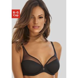 Bügel-BH Lascana, Damen, Gr. 100, Cup D, schwarz, Microtouch, Netz: 100% Polyamid, Elegant, A-Linie, BHs BH Bügel-BH T-Shirt-BH, mit dezent transparentem Look