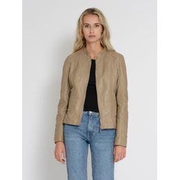 Lederjacke Mustang "31022227", Damen, Gr. L, grau (stone), Obermaterial: 100% Lammleder; Innenfutter: 90% Baumwolle, 10% Polyester; Ärmelfutter: 100% Polyester; Wattierung: 100% Polyester, Jacken