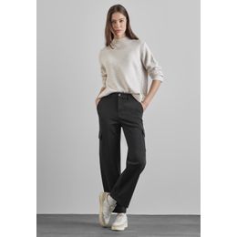 Cargohose Street One, Damen, Gr. 42, Länge 30, schwarz, Stoff, 53% Polyester, 22% Polyamid, 22% Viskose, 3% Elasthan, kariert, straight fit lang, Hosen, im elastischen Materialmix