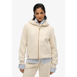 Kapuzensweatjacke Superdry "ESSENTIAL LOGO ZIPHOOD HB", Damen, Gr. L, beige (light oat marl), Sweatware, Obermaterial: 60% Baumwolle, 40% Polyester, meliert, Casual, relaxed fit hüftbedeckend, Rippbündchen, Sweatjacken