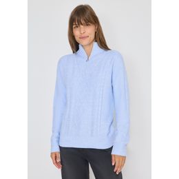 Strickpullover Cecil, Damen, Gr. S (38), sporty light blau melange, Web, 78% Baumwolle, 22% Polyacryl, unifarben, comfort fit normal, hoch geschlossener Ausschnitt, Bündchen, Pullover, mit Strick-Detail