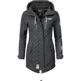 Funktionsmantel Marikoo "Zimtzicke", Damen, Gr. S (36), schwarz, Oberstoff: 98% Polyester, 2% Elasthan, Futter: 100% Polyester, Ärmelfutter: 100% Polyester, Casual, figurbetont, hoch geschlossener Ausschnitt, Mäntel, Wasserdichter Softshell Parka mit Kapuze