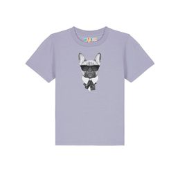 watabout.kids T-Shirt 'Ein Fescher Hund' Jungen Gr&ouml;&szlig;e 122/128 flieder / schwarz / wei&szlig;