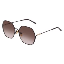 Chloé Chloé CH0169SA | Unisex-Sonnenbrille | Fassung: Vollrand, Geometrisch, Metall, Aubergine Glänzend | Glasfarbe: Braun Verlaufend