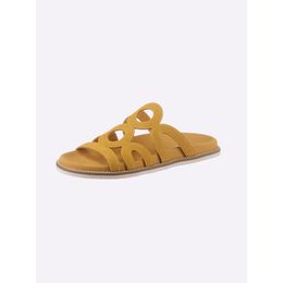 Pantolette Heine, Damen, Gr. 36, gelb, Glattleder, Rindsleder, Modisch, Schuhe