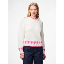 Pieces Pullover 'PCJove' Damen Gr&ouml;&szlig;e L hellpink / wei&szlig;