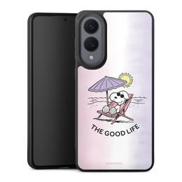 DeinDesign Galaxy S25 Edge Handy Premium Silikon H&uuml;lle Handyh&uuml;lle schwarz Case Snoopy Official Licensed Product Peanuts Silikon Premium Case