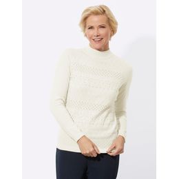 Stehkragenpullover CLASSIC "Stehkragen-Pullover", Damen, Gr. 38, beige (ecru), 50% Viskose, 28% Polyester, 22% Polyamid, unifarben, Pullover