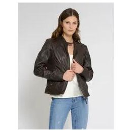 Lederjacke Mustang "Blanca", Damen, Gr. XL, braun (schwarz braun), Obermaterial: 100% Lammleder. Futter: 100% Baumwolle. &Auml;rmelfutter: 100% Polyester, Jacken