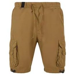 Stoffhose Urban Classics "Urban Classics Herren Double Pocket Cargo Shorts", Herren, Gr. S, US-Größen, beige (schwarzsand), 100% Baumwolle, unifarben, normal, Hosen