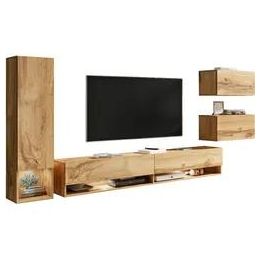 Wohnwand Inosign "Amadeo", braun (votan eichefarben), B:290cm H:130cm T:31cm, Kastenmöbel-Sets