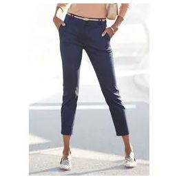 Chinohose Vivance, Damen, Gr. 46, N-Gr, blau (marine), Web, Obermaterial: 98% Baumwolle, 2% Elasthan. Gürtel: 100% Polyurethan, unifarben, casual, figurumspielend knöchellang, Hosen, in klassischer Basic-Form, Stoffhose, Business-Look