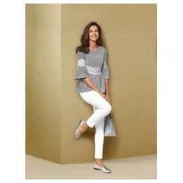 Stretch-Hose Heine, Damen, Gr. 18, Kurzgrößen, weiß, 48% Baumwolle, 45% Polyester, 7% Elasthan, Miedereinsatz:15% Elasthan, 85% Polyamid, unifarben, lang, Hosen
