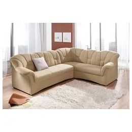 Ecksofa DOMO collection "Papenburg B/T/H: 242/190/84 cm L-Form", beige (natur), B:242cm H:84cm T:190cm, Struktur ( 90% Polyester, 10% Polyacryl), Microfaser PRIMABELLE (100% Polyester), Kunstleder SOFTLUX, Luxus-Microfaser (100% Polyester), Sofas, wahlweise mit Bettfunktion, Langer Schenkel links oder rechts