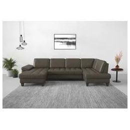 Sit & More Wohnlandschaft SIT & MORE "Westham U-Form", grau (anthrazit), B:338cm H:88cm T:172cm, 100% Polyester, Sofas, wahlweise mit Bettfunktion, Bettkasten, Sitztiefenverstellung