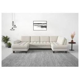 Sit & More Wohnlandschaft SIT & MORE "Westham U-Form", beige (creme), B:338cm H:88cm T:172cm, 90% Polyester 10%Polyamid, Sofas, wahlweise mit Bettfunktion, Bettkasten, Sitztiefenverstellung