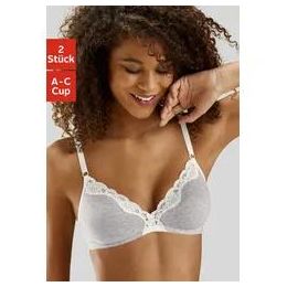 Bralette-BH Petite Fleur, Damen, Gr. 75, Cup C, grau (hellgrau, meliert, wei&szlig;), Spitze, Obermaterial: 90% Baumwolle, 5% Elasthan, 5% Polyamid, BHs BH BH-Set Teenie-BH W&auml;sche, ohne B&uuml;gel aus Baumwolle mit Spitze