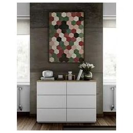 Sideboard TemaHome "Join", weiß (weiß, eichefurnier), B:120cm H:84cm T:50cm, MDF, Spanplatte, Sideboards, Kommode mit viel Stauraum, Breite 120 cm