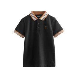 next Poloshirt Jungen Gr&ouml;&szlig;e 140 hellbraun / schwarz / wei&szlig;