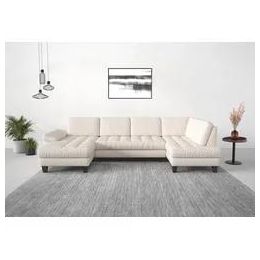 Sit & More Wohnlandschaft SIT & MORE "Westham U-Form", beige (creme), B:338cm H:88cm T:172cm, 100% Polyester, Sofas, wahlweise mit Bettfunktion, Bettkasten, Sitztiefenverstellung