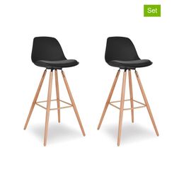 IDOMYA Factory 2er-Set: Barhocker "Oslo" in Schwarz - (B)38,5 x (H)93 x (T)38,5 cm - 68% | Sitzmoebel