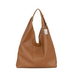 Lucca Baldi Leder-Shopper "Catanzaro" in Hellbraun - (B)46 x (H)35 x (T)5 cm - 74% | Damen-taschen
