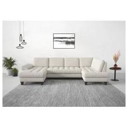 Sit & More Wohnlandschaft SIT & MORE "Westham U-Form", beige (creme), B:338cm H:88cm T:172cm, 90% Polyester 10%Polyamid, Sofas, wahlweise mit Bettfunktion, Bettkasten, Sitztiefenverstellung