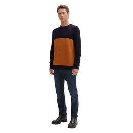 Tom Tailor Pullover in Dunkelblau/ Orange - 61% | Größe M | Herren-plussize