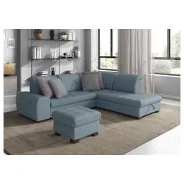 Sit & More Ecksofa SIT & MORE "Luxor L-Form", blau (hellblau), B:259cm H:82cm T:224cm, Luxus-Microfaser ALTARA NUBUCK (100% Polyester);Soft clean (98% Polyester, 2% Polyamid);Struktur fein (100% Polyester), Sofas, wahlweise mit Bettfunktion, Stauraum und Kopfteilverstellung