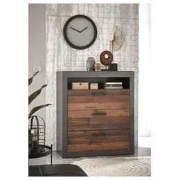 Schubkastenkommode Home Affaire "BROOKLYN", grau (matera), B:92cm H:104cm T:40cm, FSC-zertifizierter Holzwerkstoff, Sideboards, in dekorativer Rahmenoptik