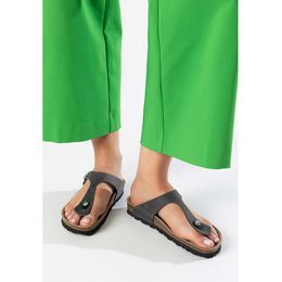 BAYTON Leder-Zehentrenner "Mercure" in Anthrazit - 60% | Größe 39 | Damen-sandalen